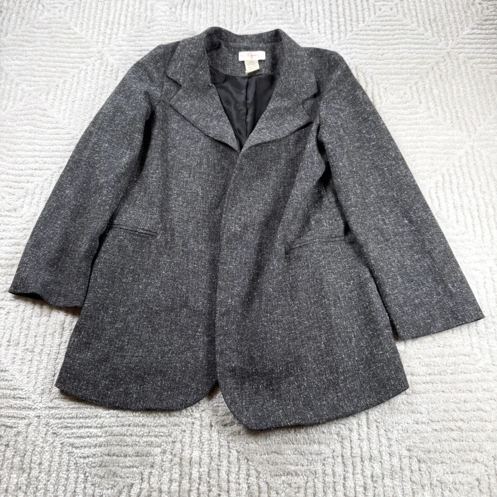 Aqua | Jackets & Coats | Aqua Blazer Womens Xl Gray Tweed Textured Work ...